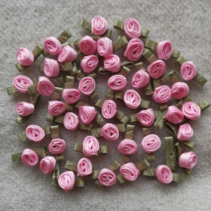 30 Mini Handmade Ribbon Roses (1/4 Inches) in Lt Pink More Color to ...
