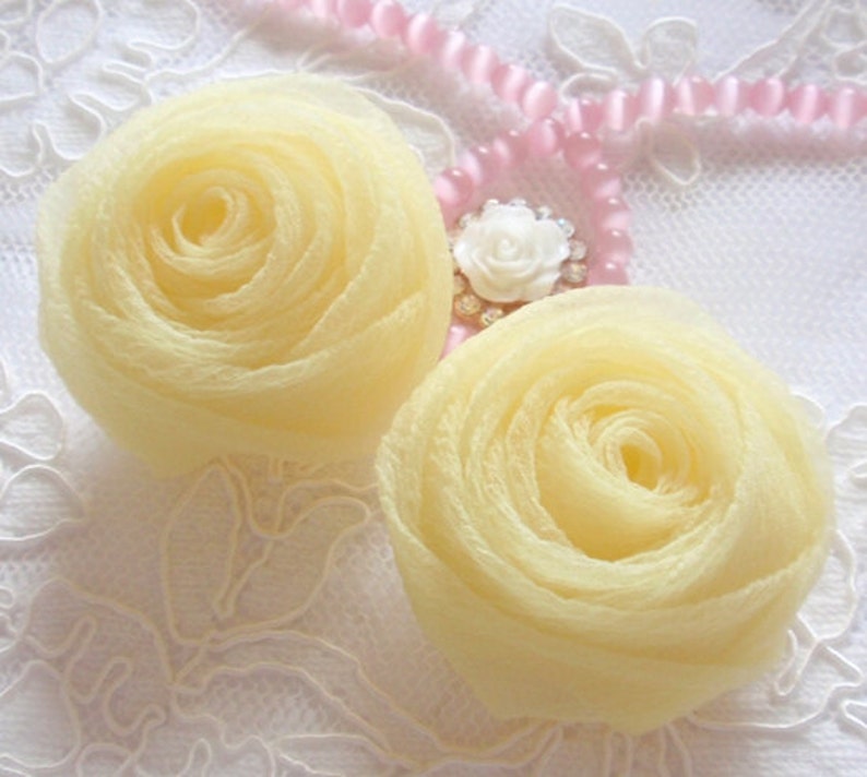 2 Organza Rolled Roses Chiffon Roses Organza Roses Chiffon - Etsy