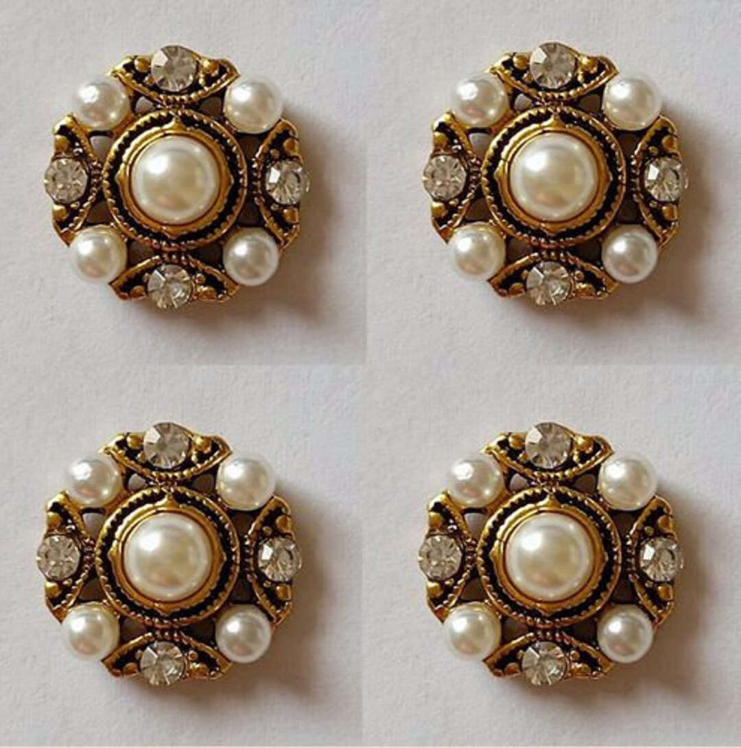 4 Flat Back Rhinestone Button Pearl Embellishment （18 Mm) AL-217 - Etsy
