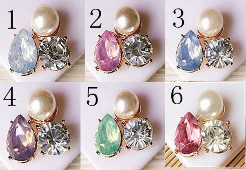 6 Flat Back Rhinestone Pearl Button Crystal Embllishment Size - Etsy