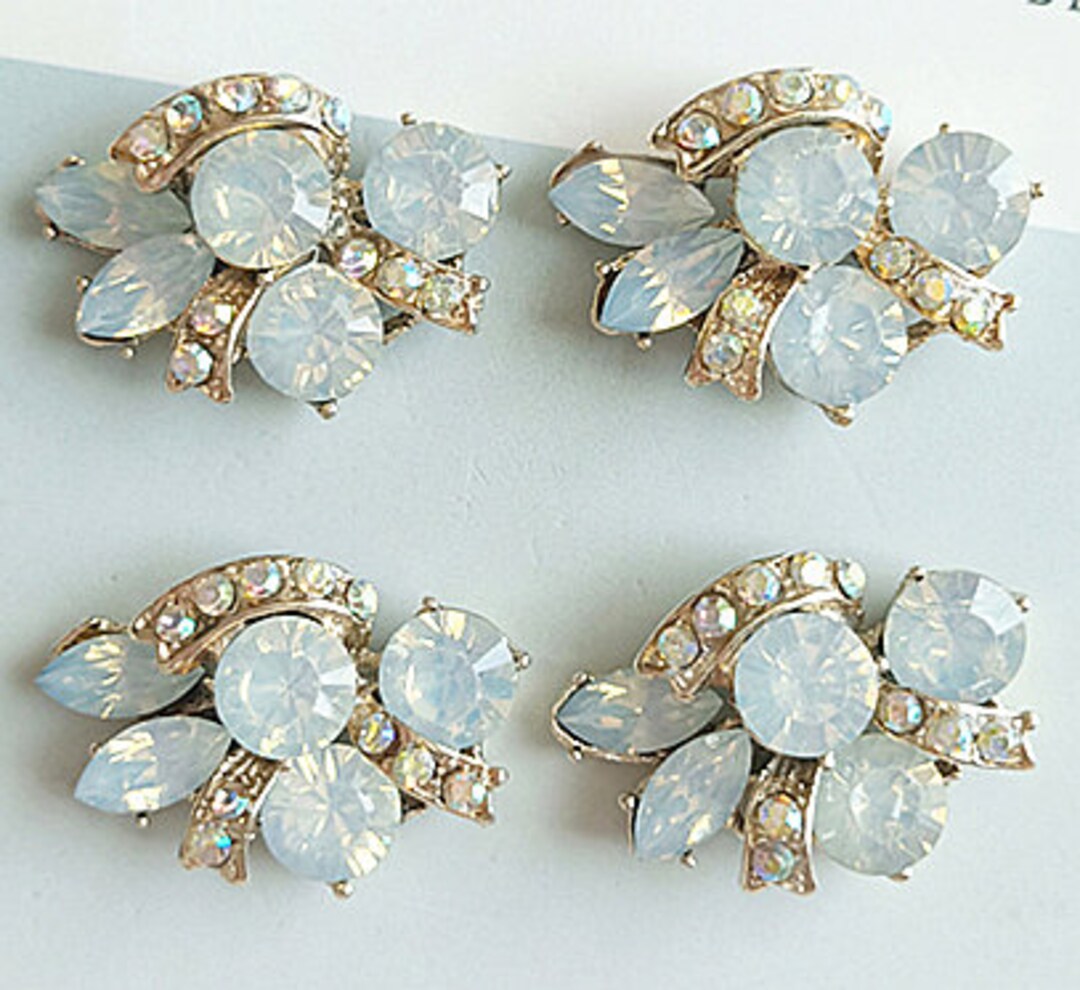 4 Flat Back Crystal Button Pearl Button Flower Button Embellishment ...