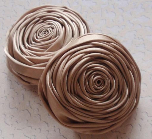 2 Handmade Ribbon Rolled Roses 2.5 Inches in Rose Pink - Etsy