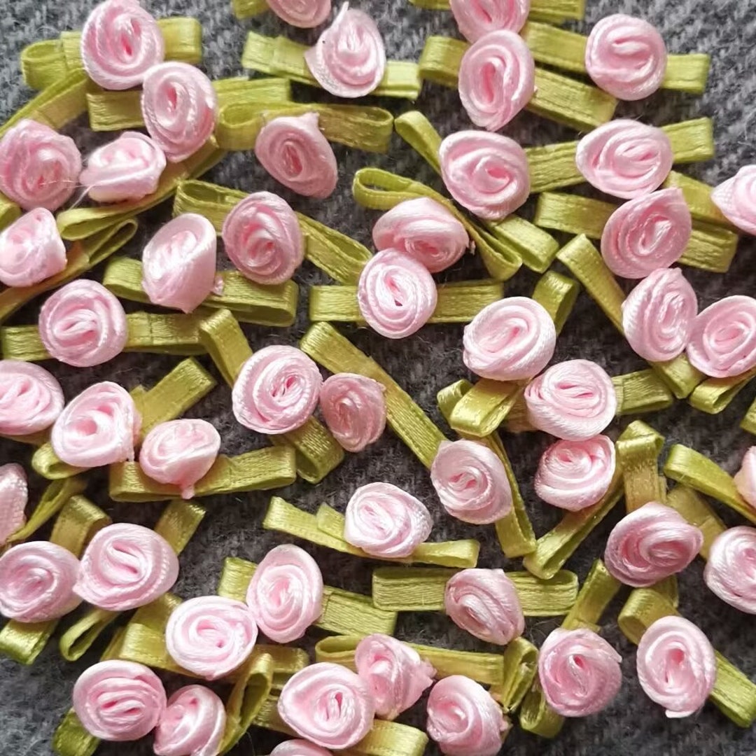 30 Mini Handmade Ribbon Roses (1/4 Inches) in Lt Pink More Color to ...