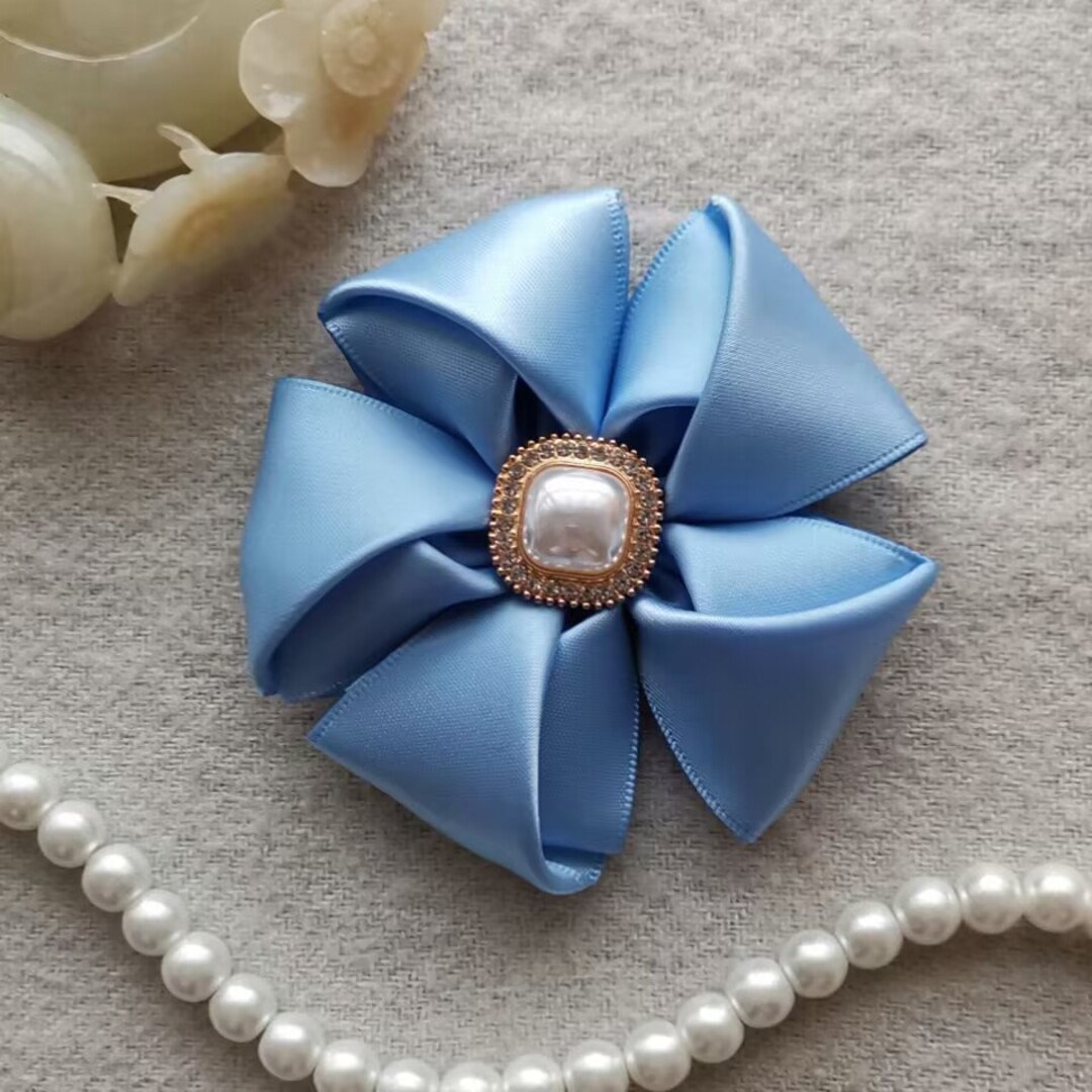 Handmade Ribbon Flower Ribbon Roses Satin Flower in Bluebird and Have ...