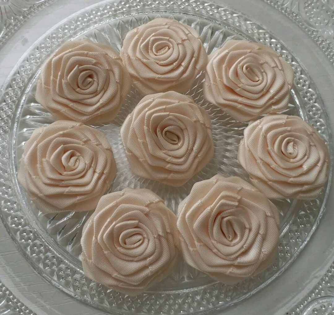 8 Handmade Ribbon Roses (1-1/4 Inches) in Cream and Have Over 150 ...