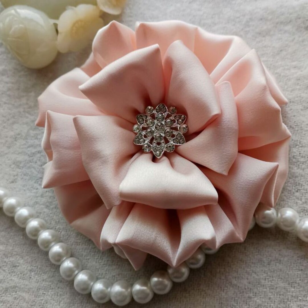 Larger Handmade Silk Flower Fabric Flower (3.5 Inches) in Pale Pink MY ...