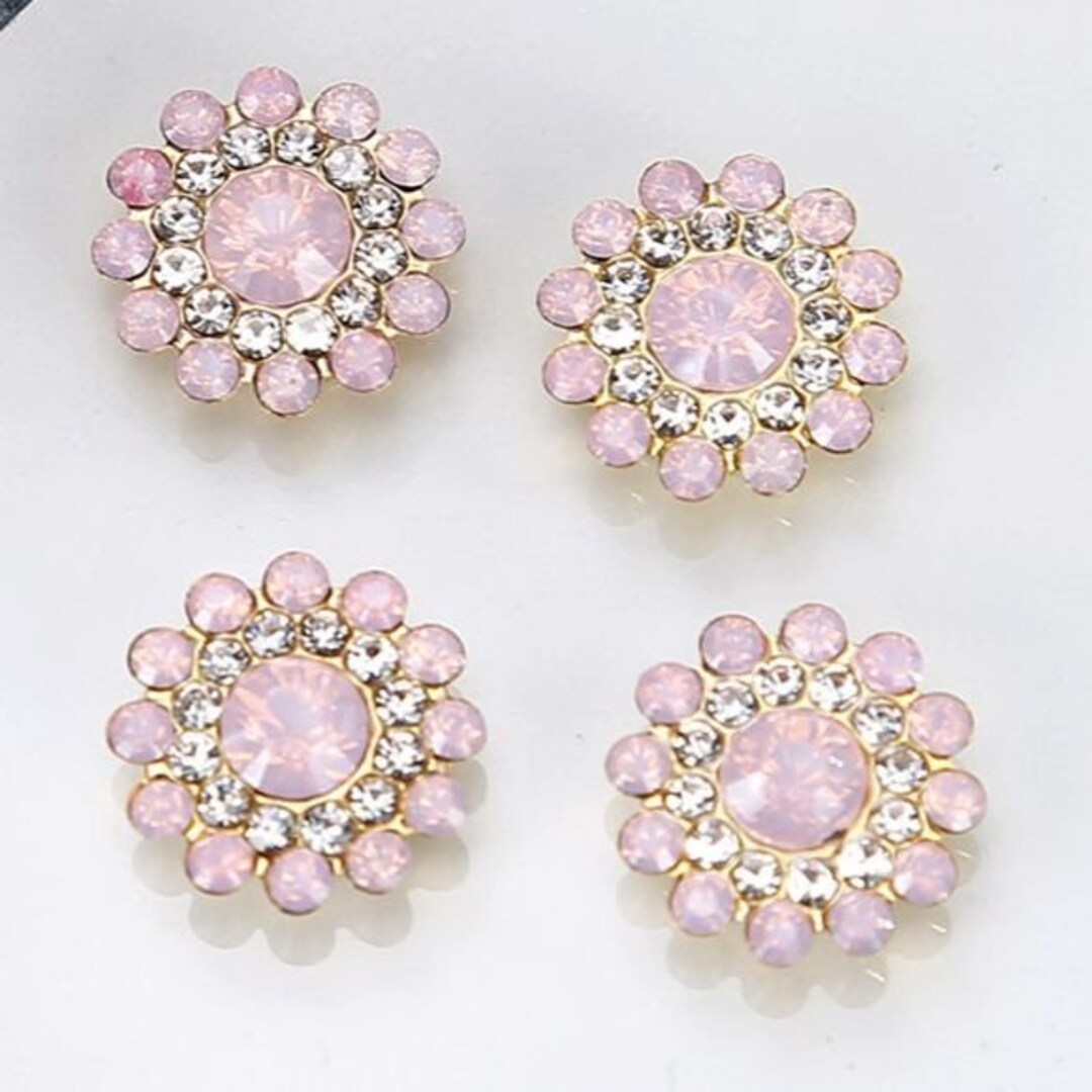 20 Flat Back Rhinestone Button Crystal Embellishment Lt Pink (14 Mm ...