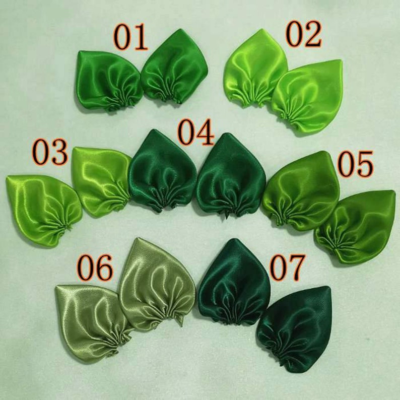 14 Handmade Ribbon Leaves 2x1-3/4 inch Have over 150 Colors | Etsy