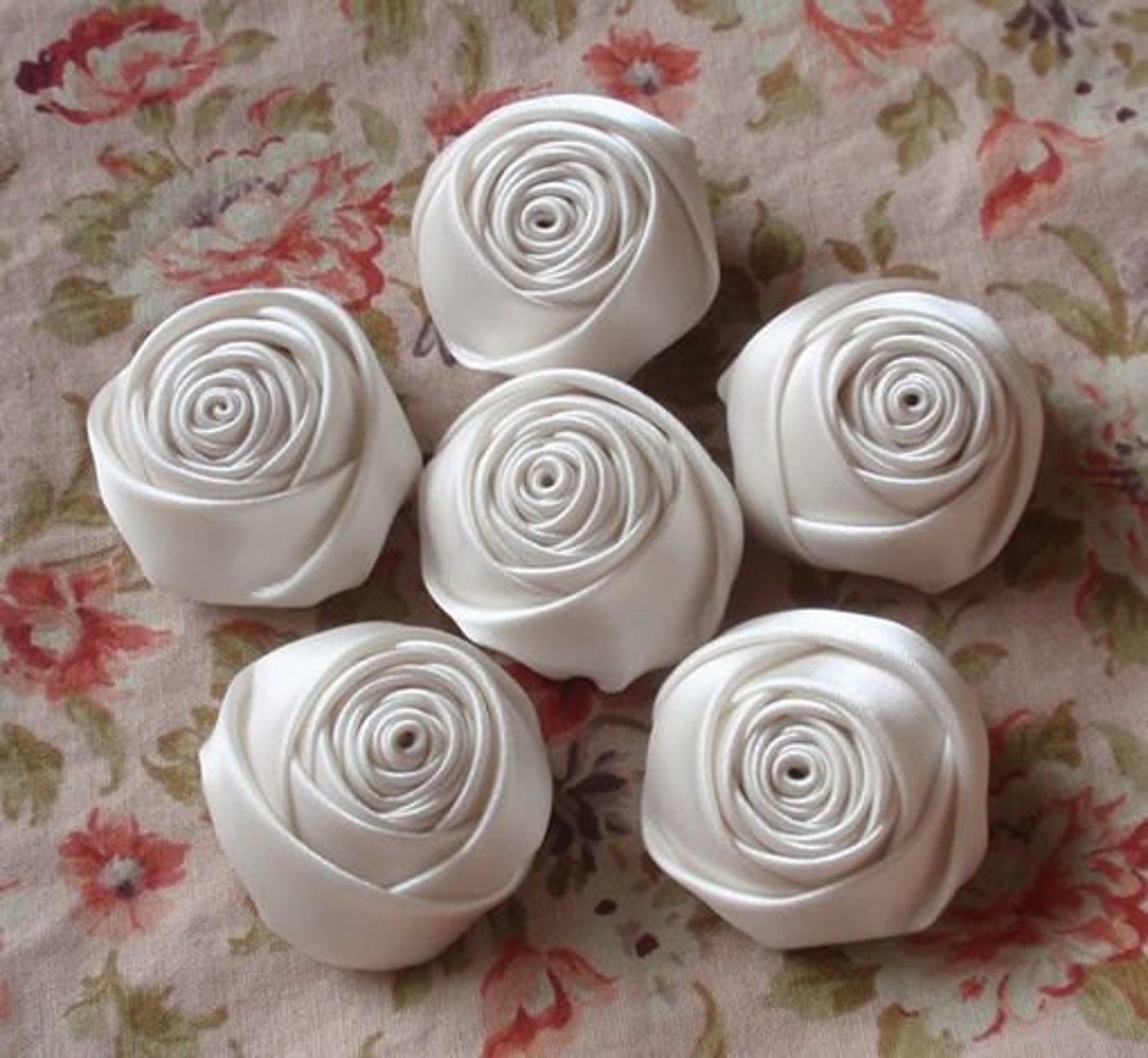 6 Handmade Rolled Roses (1-1/4 Inches) in Antique White MY-014 -04 ...