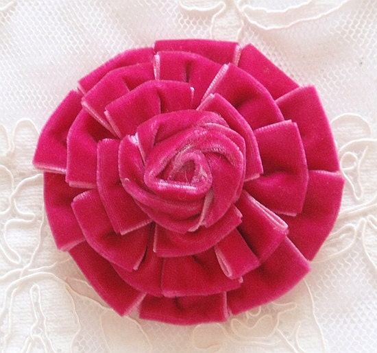 Handmade Velvet Rose 3-1/4 Inches in Shocking Pink MY-335-03 - Etsy