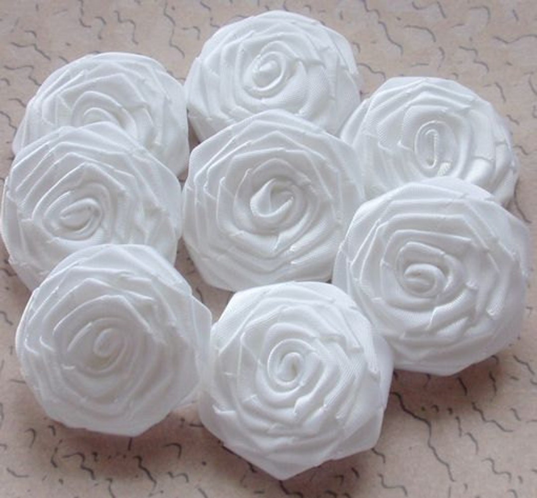8 Handmade Ribbon Roses (1-1/2 Inches) in White and Have Over 150 ...