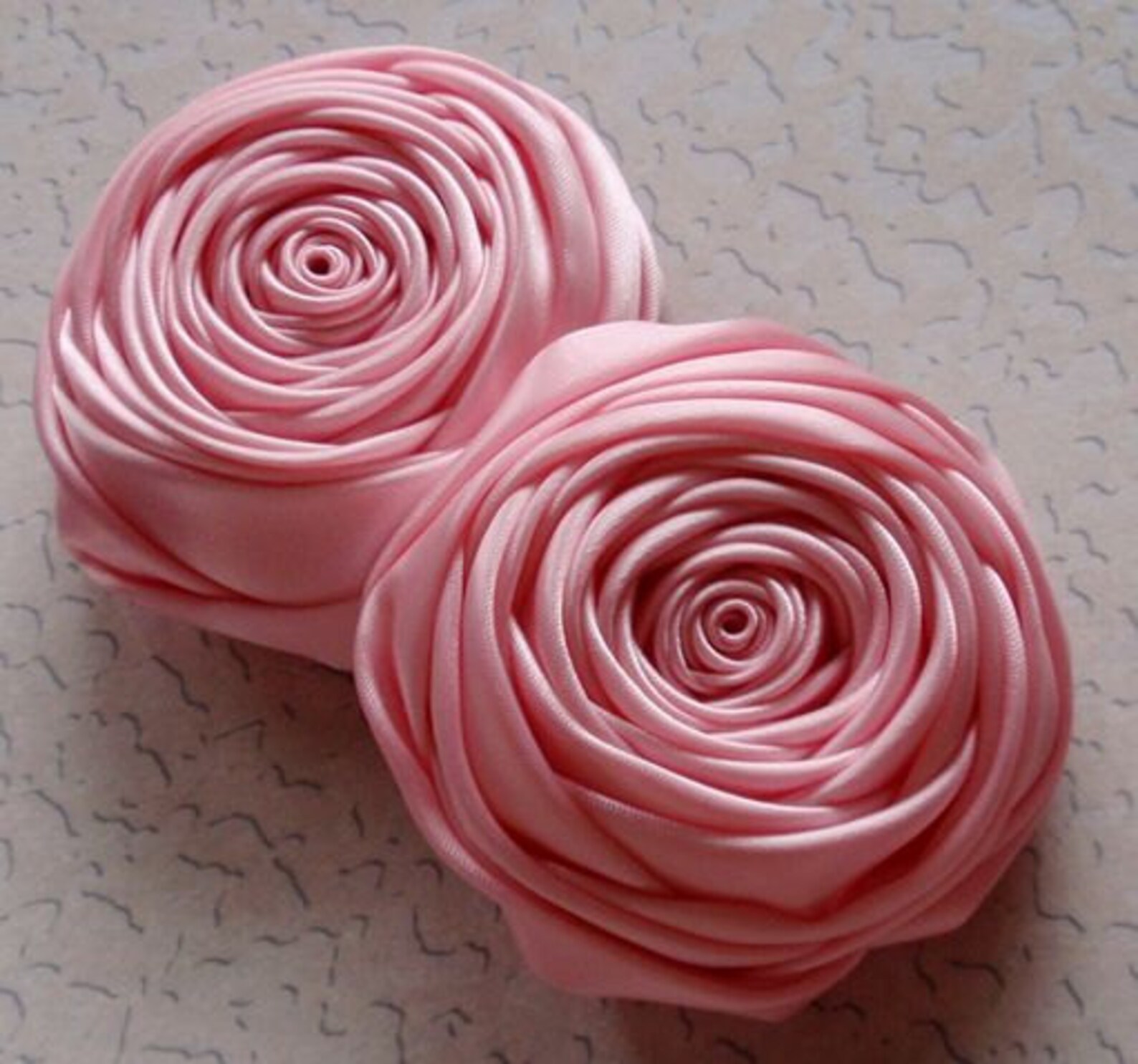 2 Handmade Ribbon Rolled Roses 2.5 Inches in Rose Pink - Etsy