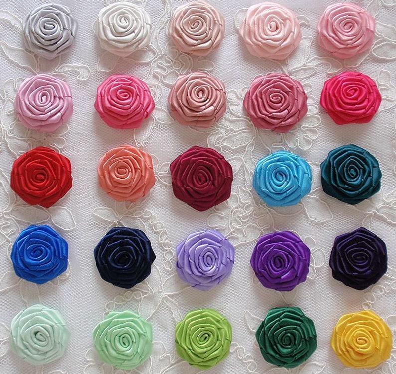 4 Handmade Ribbon Roses (2 Inches) Have Over 150 Colors to Choose MY ...