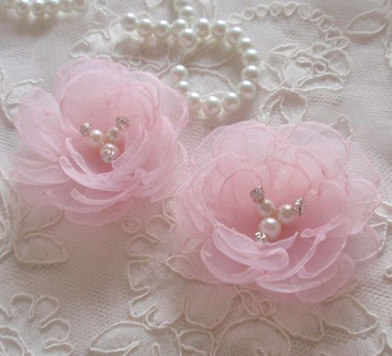 2 Handmade Singed Flower Organza Flower Fabric Rose Fabric - Etsy