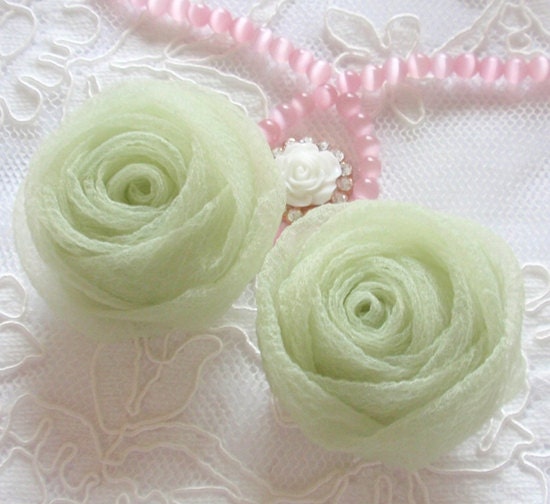 2 Organza Rolled Roses Chiffon Roses Organza Roses Chiffon Flowers in ...