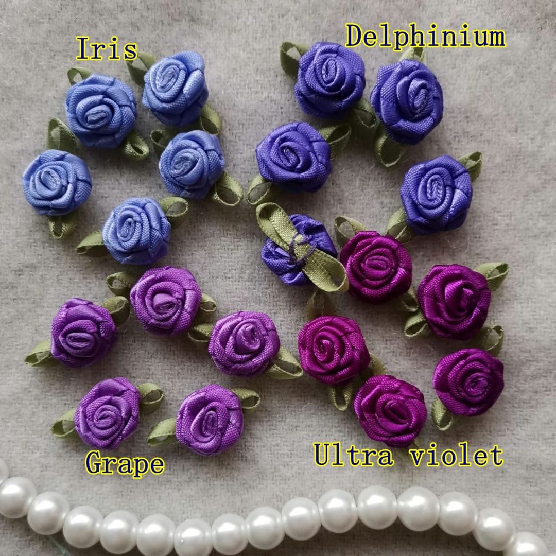 20 Mini Handmade Ribbon Roses With Leave 1/2 Inches Have - Etsy