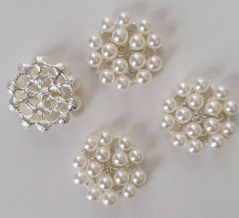 4 Flat Back Rhinestone Pearl Embellishment Metal (23 Mm) AL-151 - Etsy
