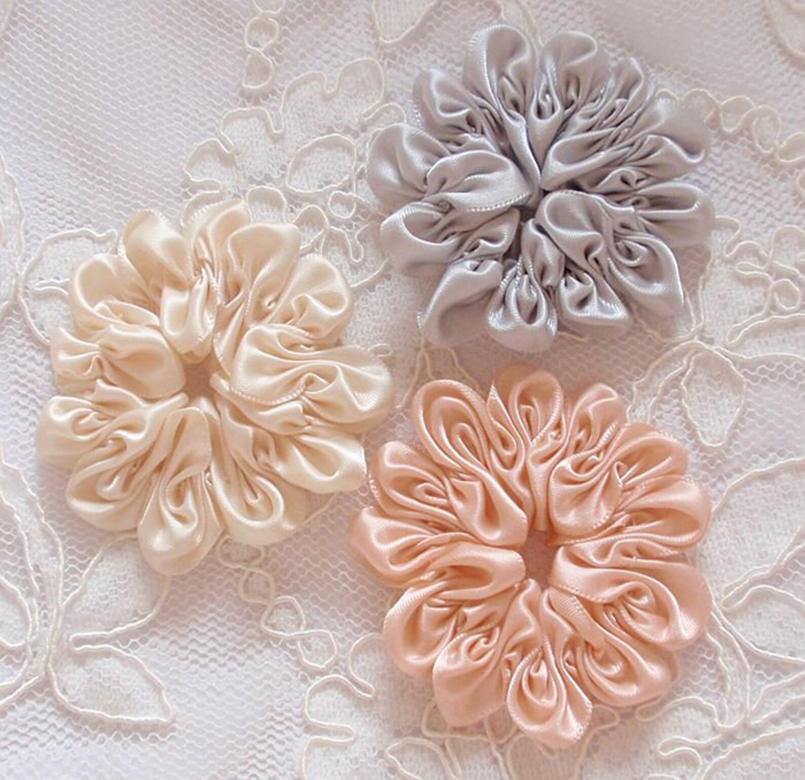 3 Handmade Ribbon Flowers Ribbon Rose 2-1/2 Inches MY-678-02 - Etsy