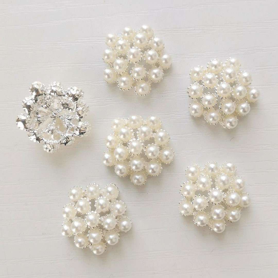 6 Flat Back Pearl Button Pearl Embellishment (19x20mm) AL-188-01 - Etsy