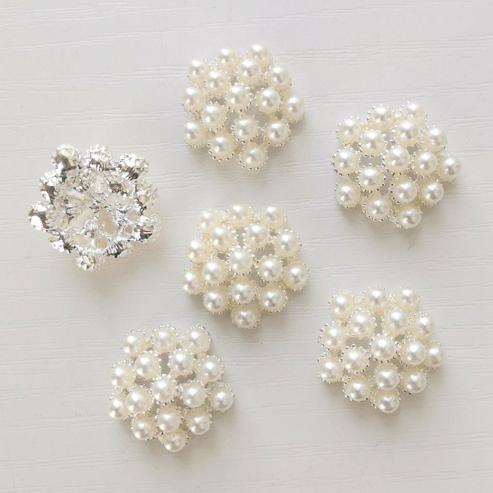6 Flat Back Pearl Button Pearl Embellishment (19x20mm) AL-188-01 - Etsy