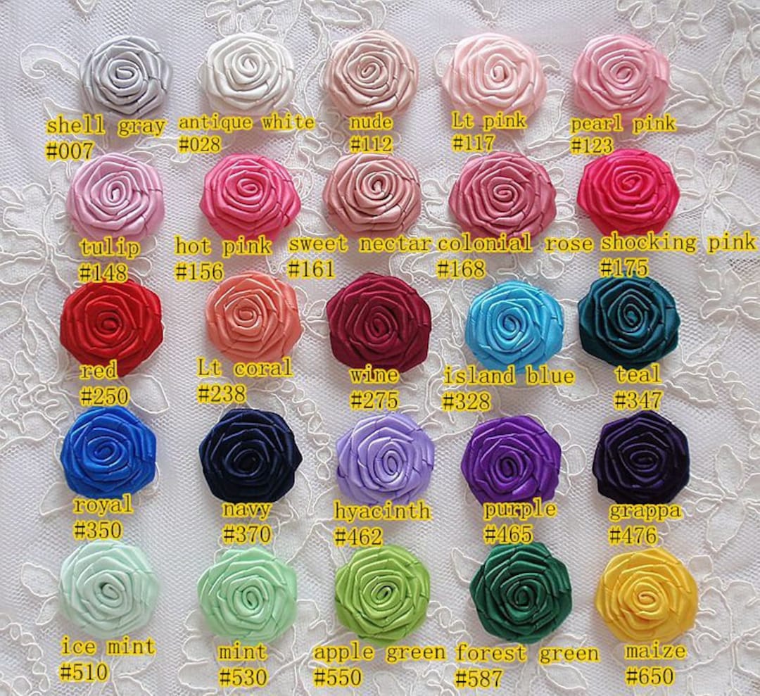 10 Handmade Ribbon Roses (7/8 to 1 Inches) Have Over 150 Colors to ...