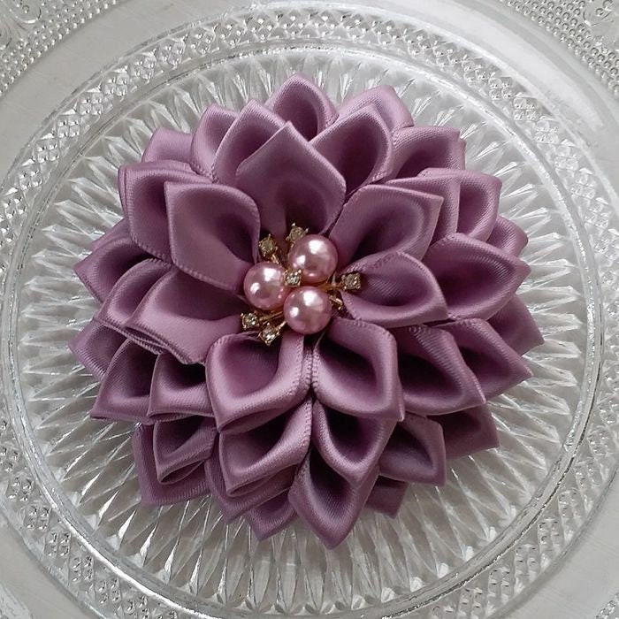 Handmade Ribbon Flower Ribbon Roses Satin Flower in Fresco - Etsy