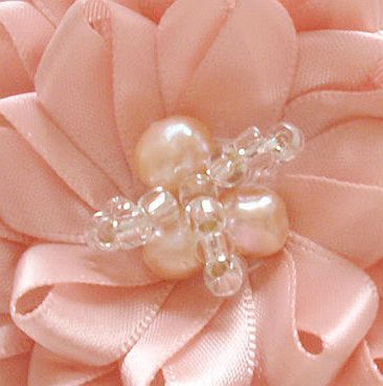 Handmade Ribbon Flower With Beads 2-3/4 Inches MY-677-37 | Etsy