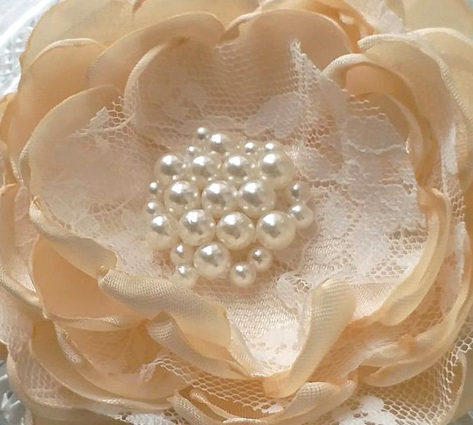 Larger Handmade Singed Fabric Flower Lace Flower Rose With - Etsy New ...