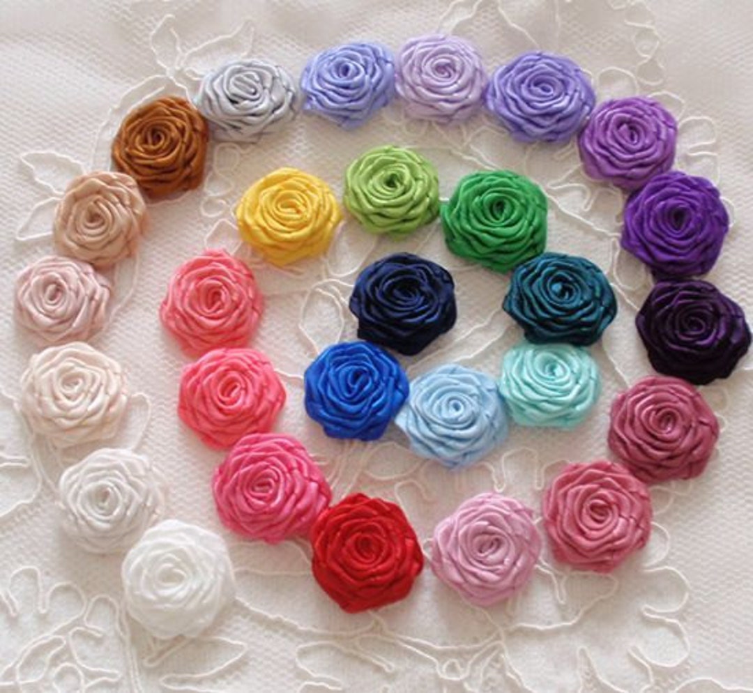 28 Small Handmade Ribbon Roses (7/8 to 1 Inches) in Multicolor and Have ...
