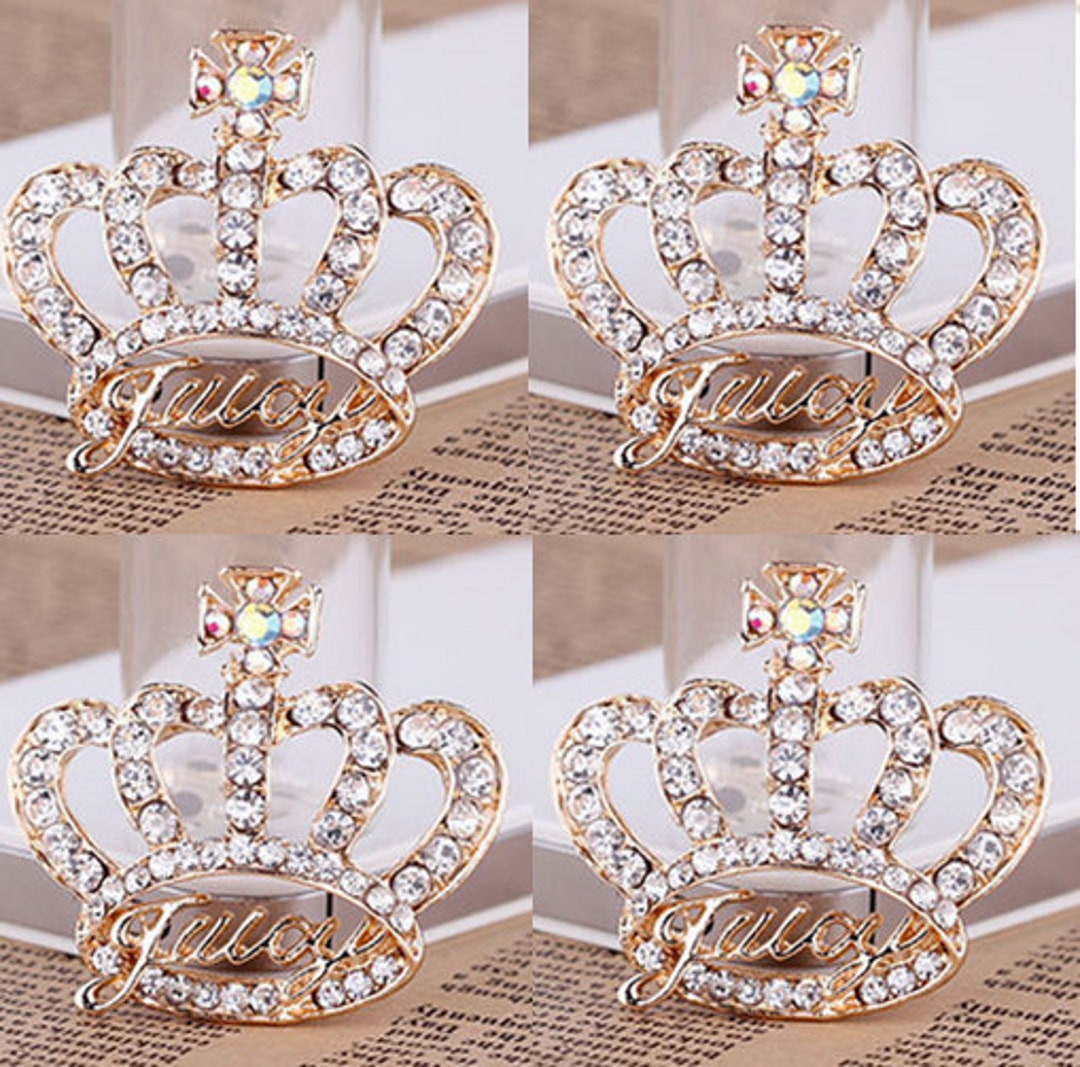 4 Flat Back Rhinestone Button Crown Button (39x36 Mm) BL-015 - Etsy