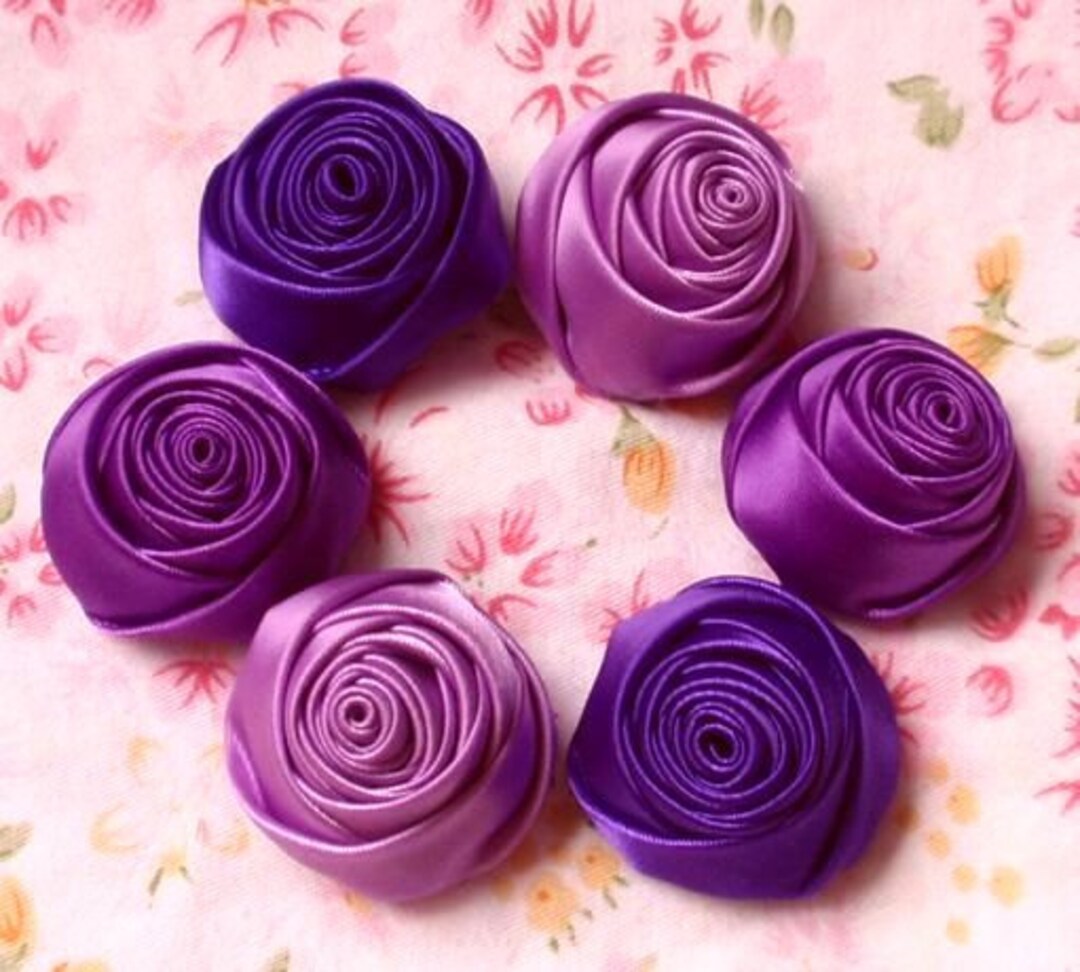 6 Handmade Rolled Roses (1-1/4 Inches) in Grape, Purple, Regal Purple ...