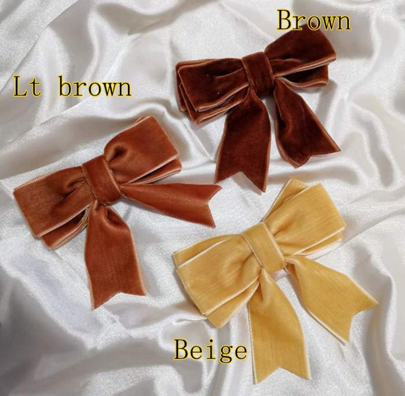 3 Handmade Velvet Ribbon Bows 3 Inch Lt Brown Brown - Etsy