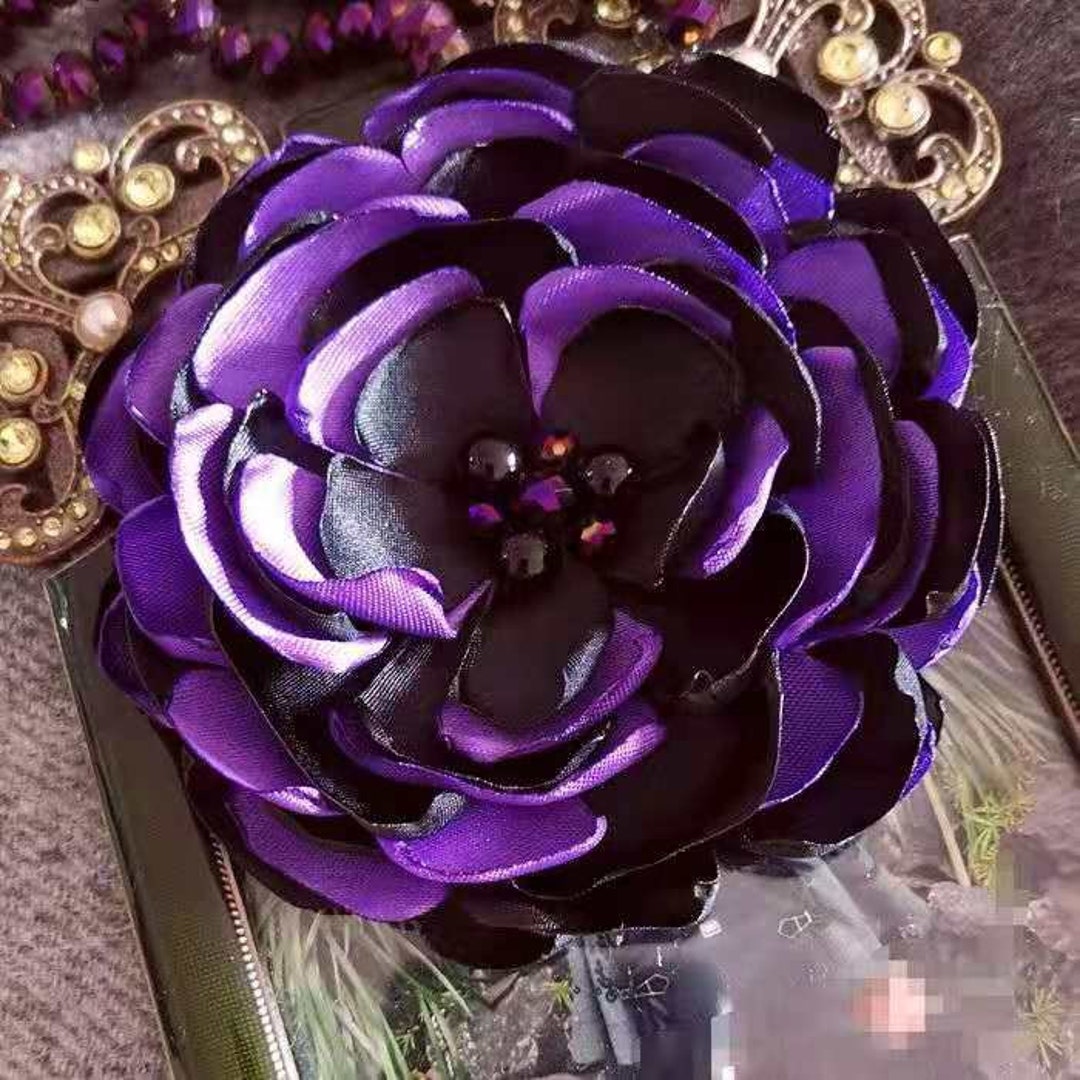 Larger Handmade Singed Flower Fabric Rhinestone Pearl Embellishment (3 ...