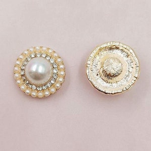 4 Flat Back Rhinestone Button Pearl Button (20x20mm) LT-71 - Etsy