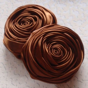 2 Handmade Ribbon Rolled Roses (2.5 Inches) in Rose Pink MY-015 -20 ...