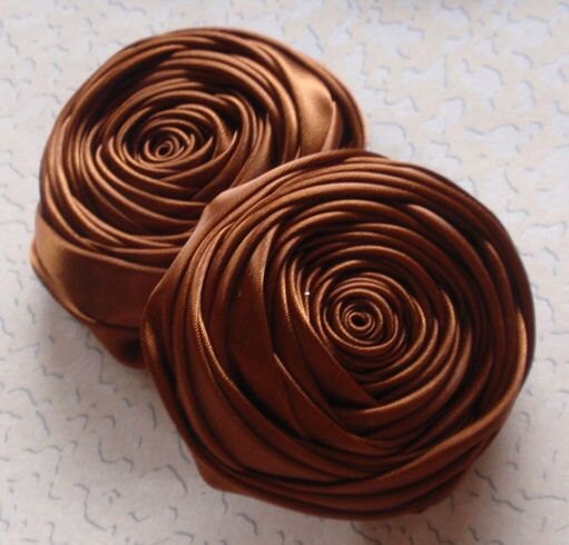 2 Handmade Ribbon Rolled Roses 2.5 Inches in Rose Pink - Etsy