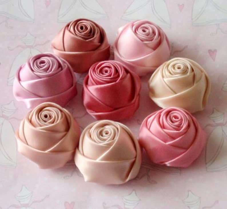 8 Handmade Rolled Roses (1-1/4 Inches) in Soft Pinks Have Over 105 ...