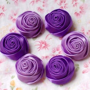 6 Handmade Rolled Roses (1-1/4 Inches) in Grape, Purple, Regal Purple ...