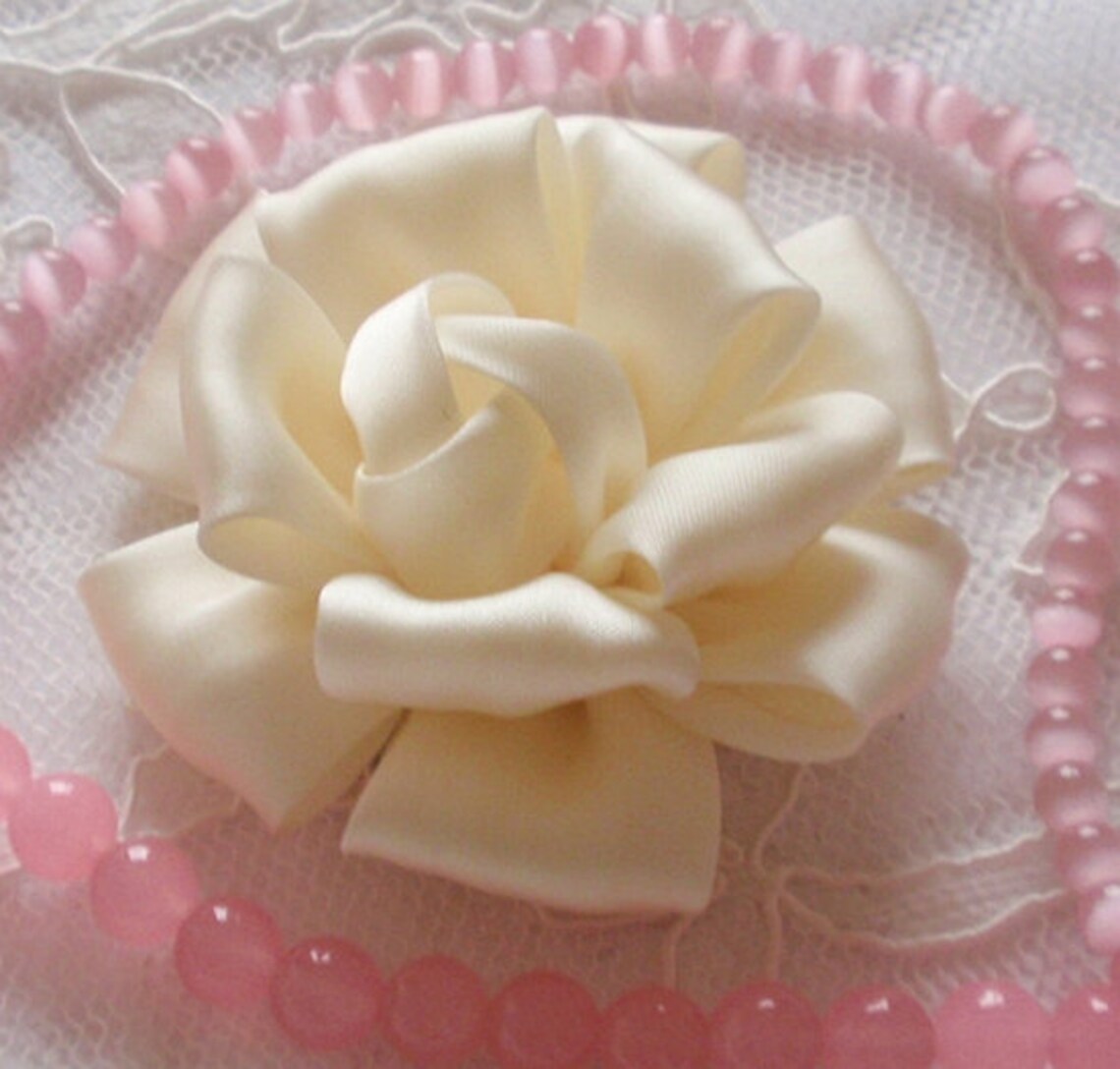 Larger Handmade Silk Flower (2.5 Inches) in Cream My-298-23 Ready to ...