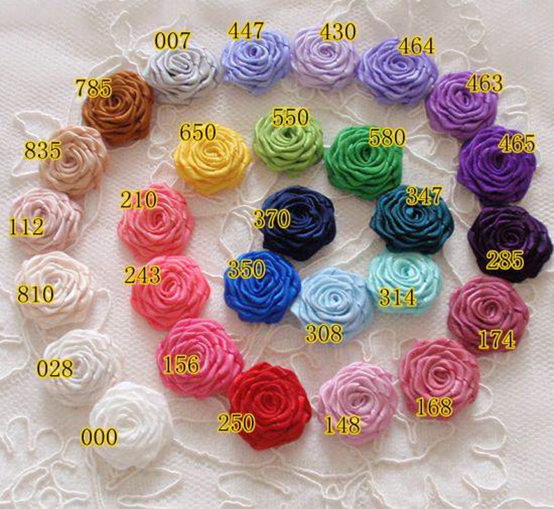 28 Small Handmade Ribbon Roses 7/8 to 1 Inches in Multicolor - Etsy