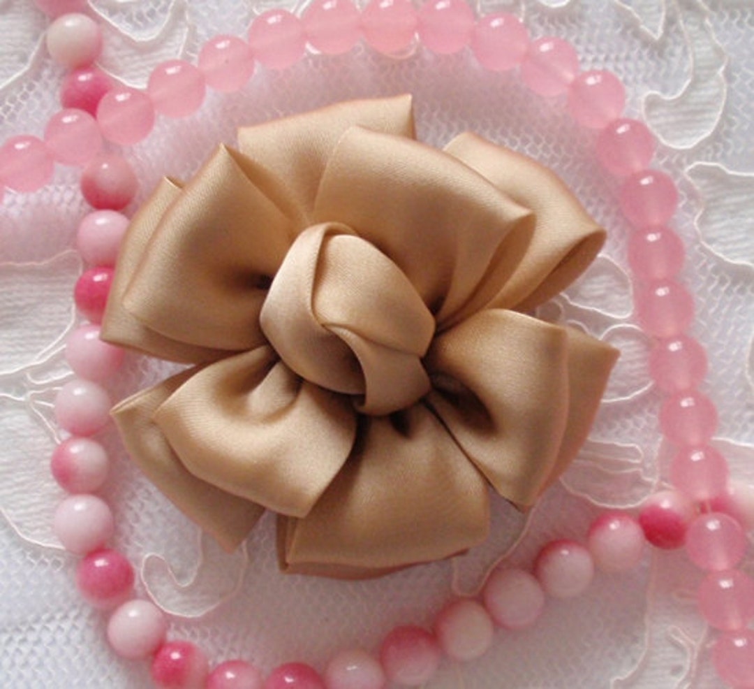 Larger Handmade Silk Flower (2.5 Inches) in Tan My-298-20 Ready to Ship ...