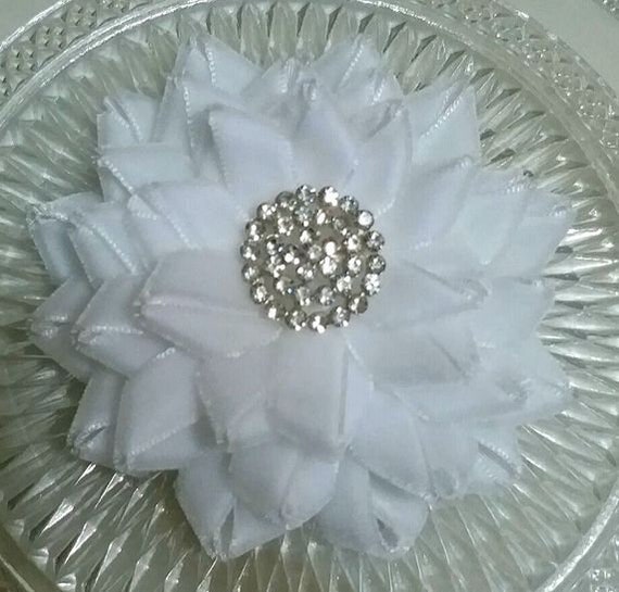 Handmade Velvet Ribbon Flower With Rhinestone 3 Inches in | Etsy