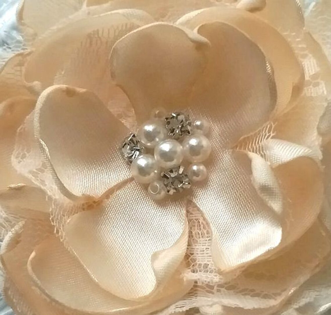 Larger Handmade Singed Fabric Flower Lace Flower Rose With | Etsy