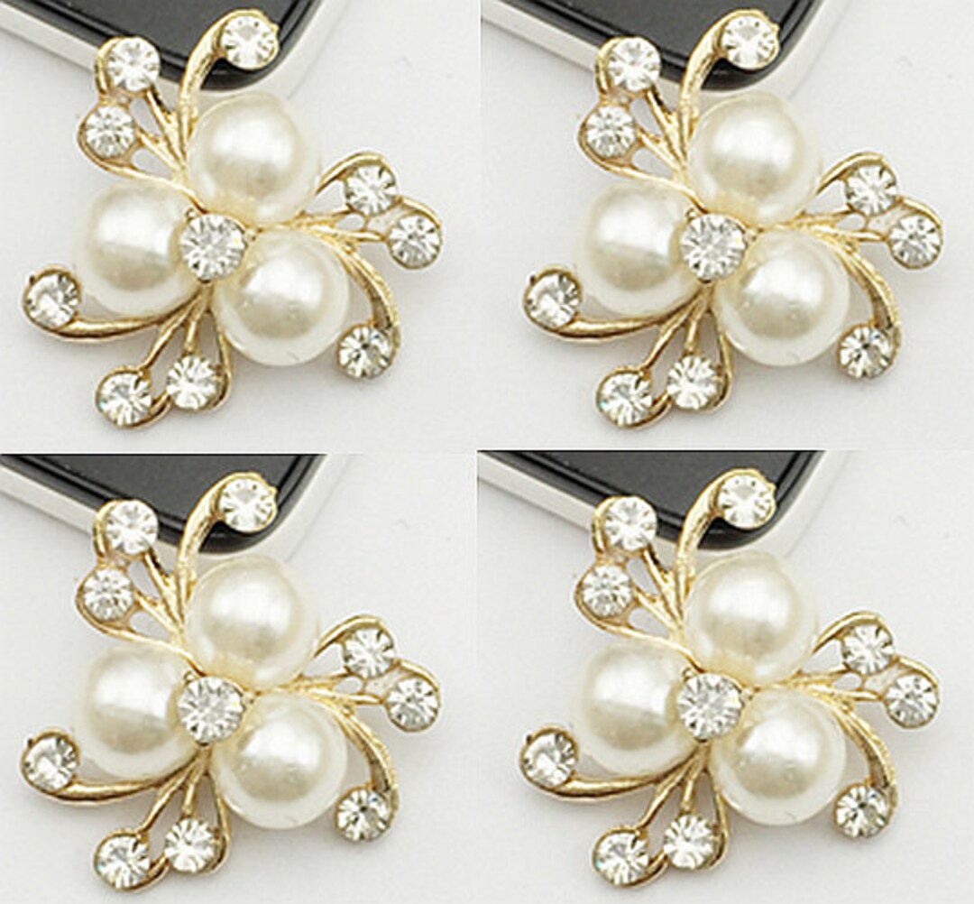4 Flat Back Rhinestone Button Pearl Button (22x22mm) QS-304 - Etsy