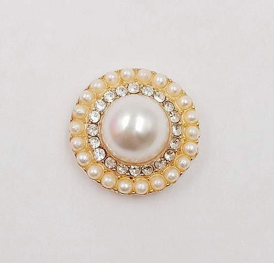 4 Flat Back Rhinestone Button Pearl Button (20x20mm) LT-71 - Etsy