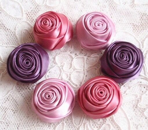 6 Handmade Ribbon Rolled Roses 1-1/4 Inches in Lt Pink - Etsy