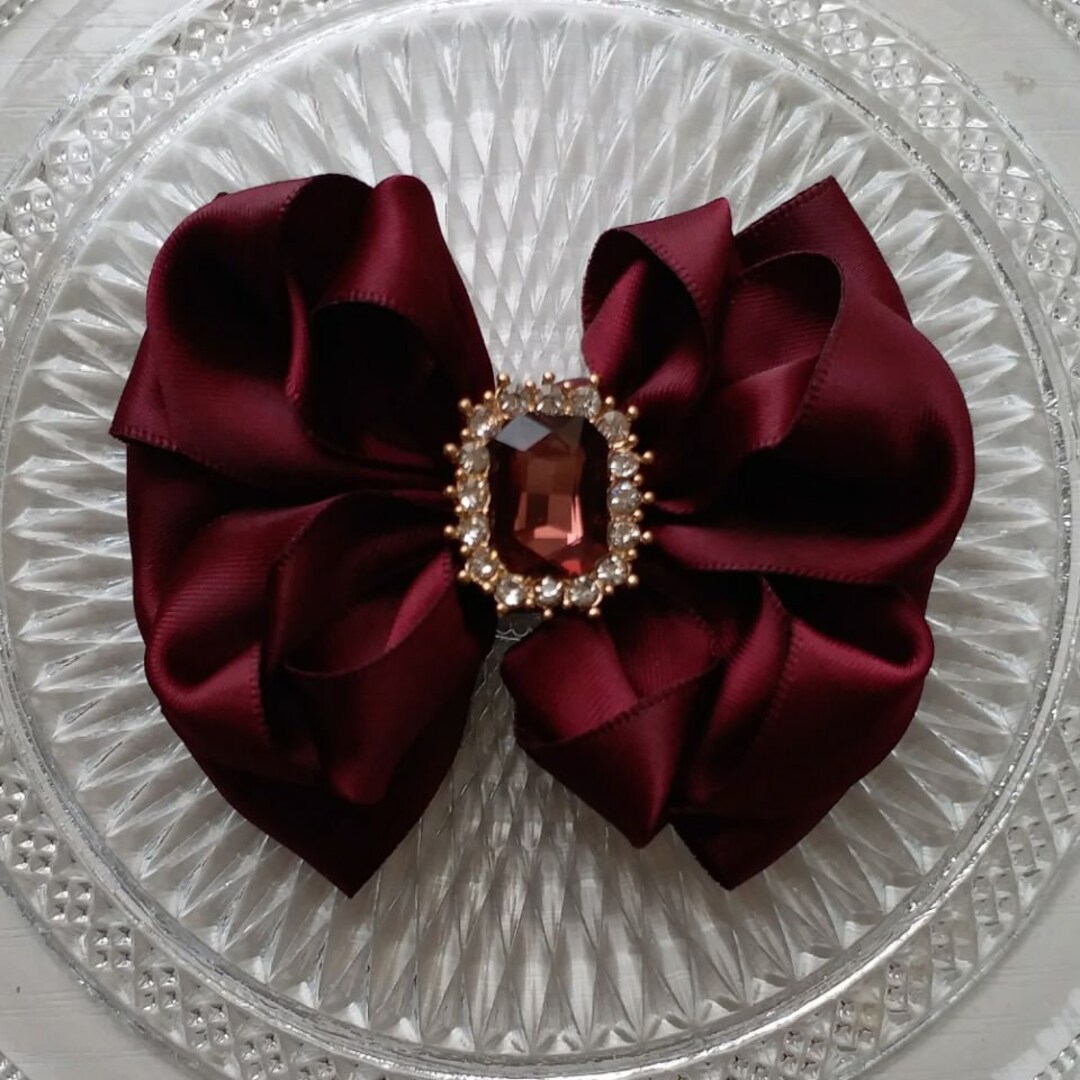Handmade Satin Ribbon Bow With Pearl and Rhinestone Over 150 Colors to ...