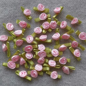 30 Mini Handmade Ribbon Roses (1/4 Inches) in Lt Pink More Color to ...