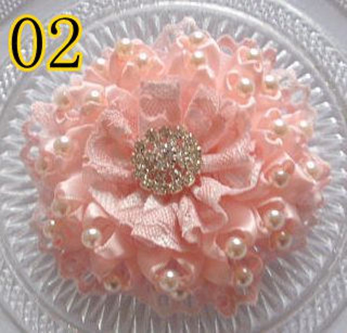 Handmade Ribbon Flower Lace Flower With Pearls 3.5 Inches in - Etsy