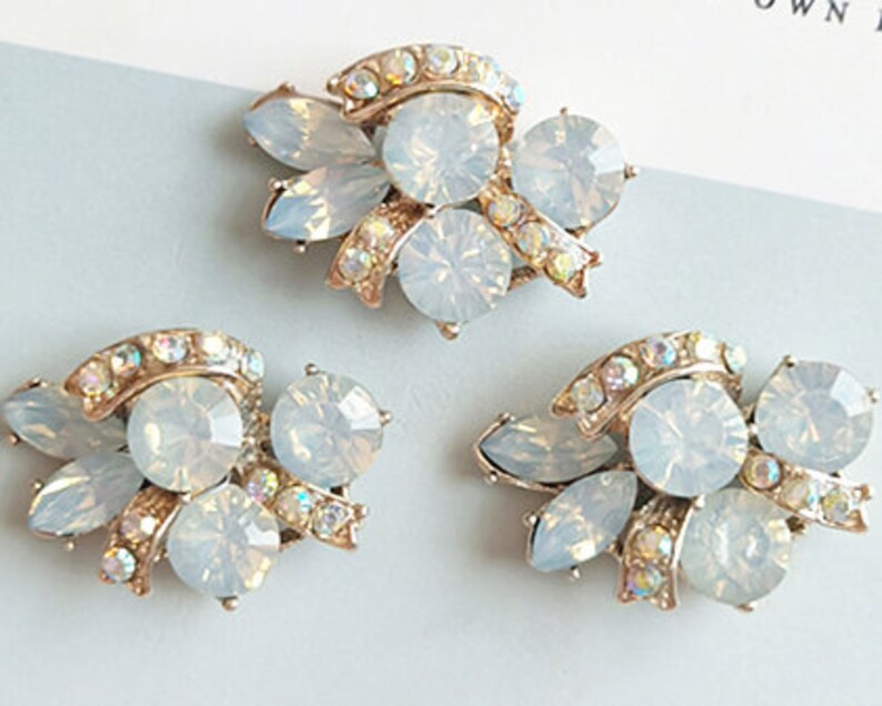 4 Flat Back Crystal Button Pearl Button Flower Button | Etsy